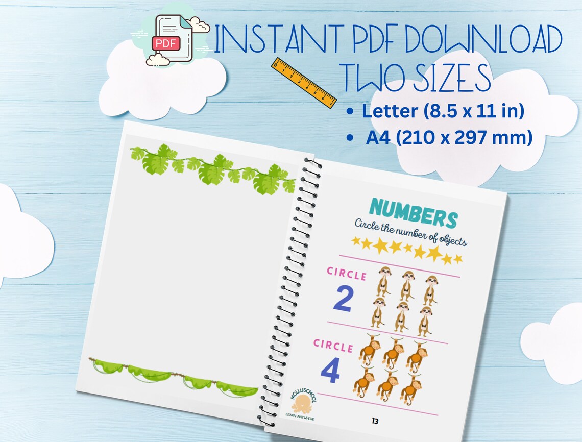 SAFARI THEMED MATH | Instant Download Printable Worksheets | Preschool ...