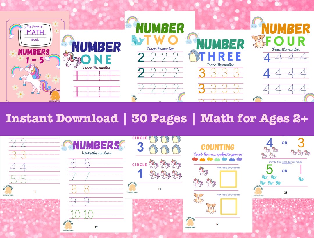 UNICORN THEMED MATH | Instant Download Printable Worksheets | Preschool ...