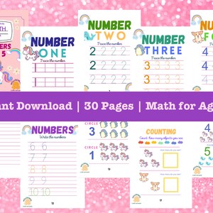 UNICORN THEMED MATH | Instant Download Printable Worksheets | Preschool ...