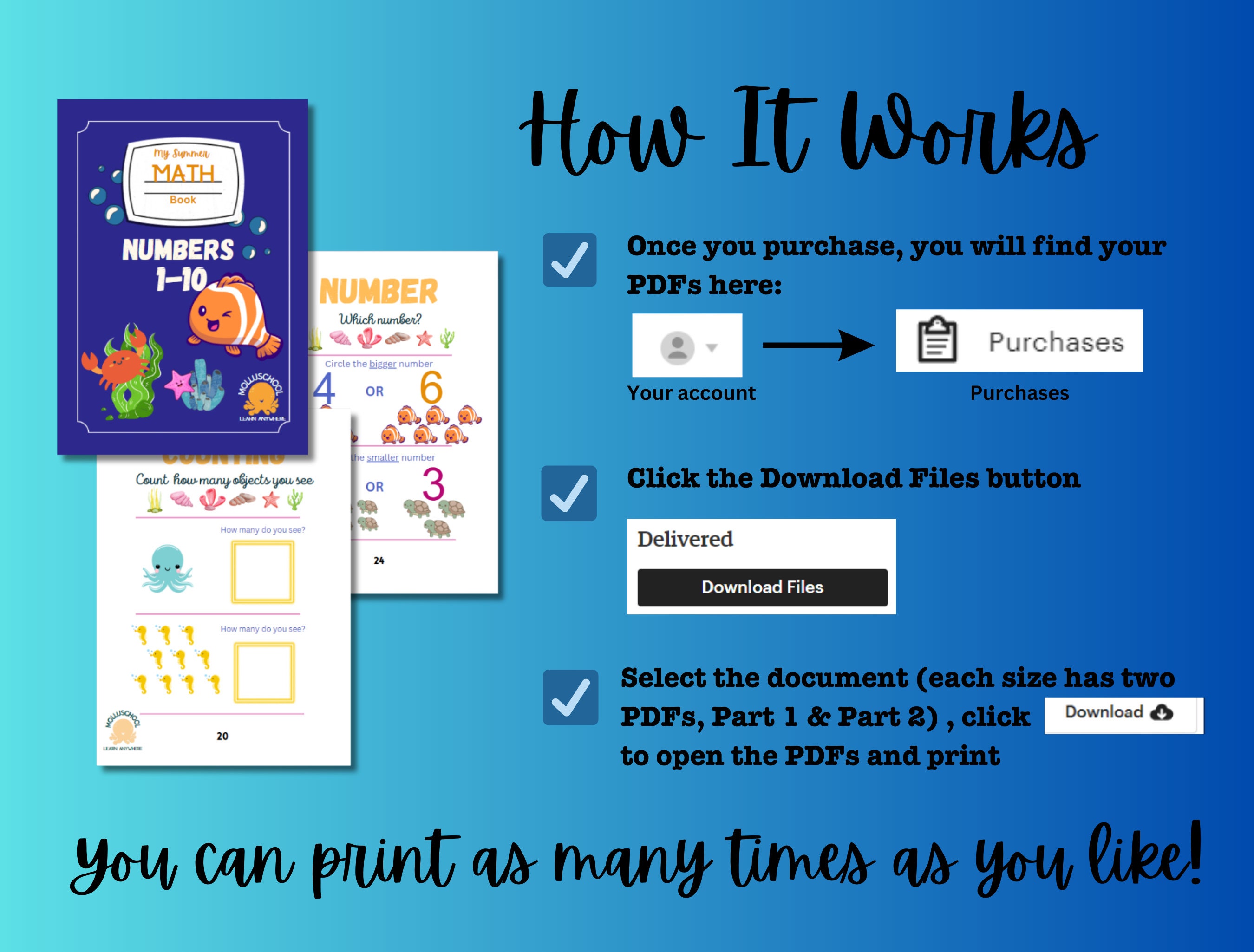 OCEAN THEMED MATH | Instant Download Printable Worksheets | Preschool ...
