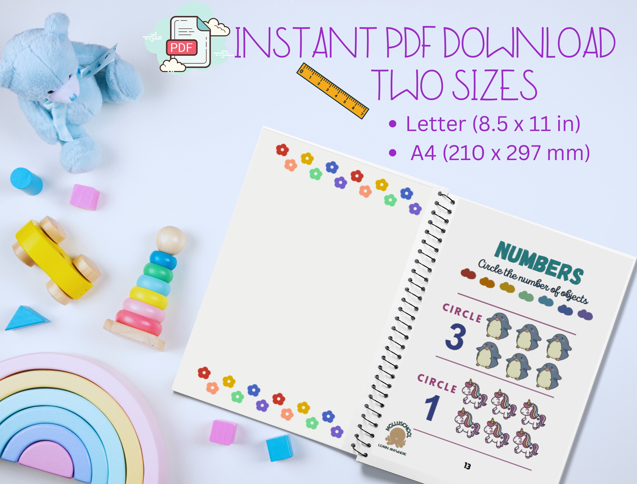 UNICORN THEMED MATH Instant Download Printable Worksheets Preschool ...