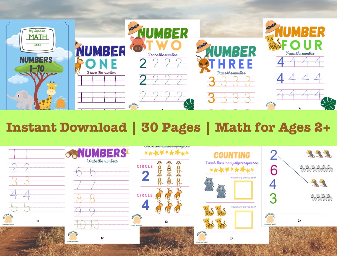 SAFARI THEMED MATH | Instant Download Printable Worksheets | Preschool ...