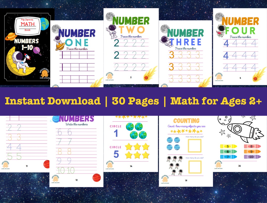 SPACE THEMED MATH | Instant Download Printable Worksheets | Preschool ...