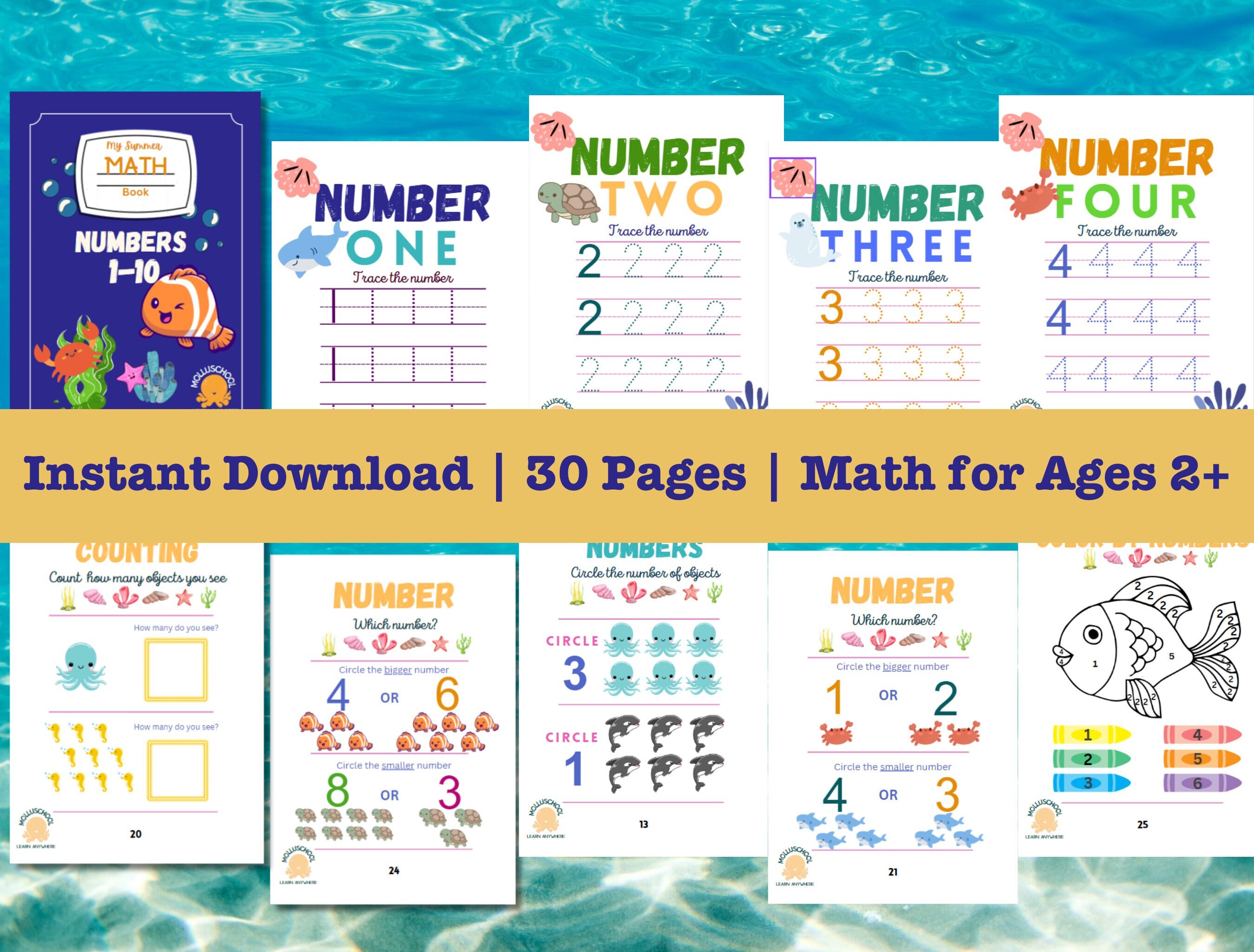 OCEAN THEMED MATH | Instant Download Printable Worksheets | Preschool ...