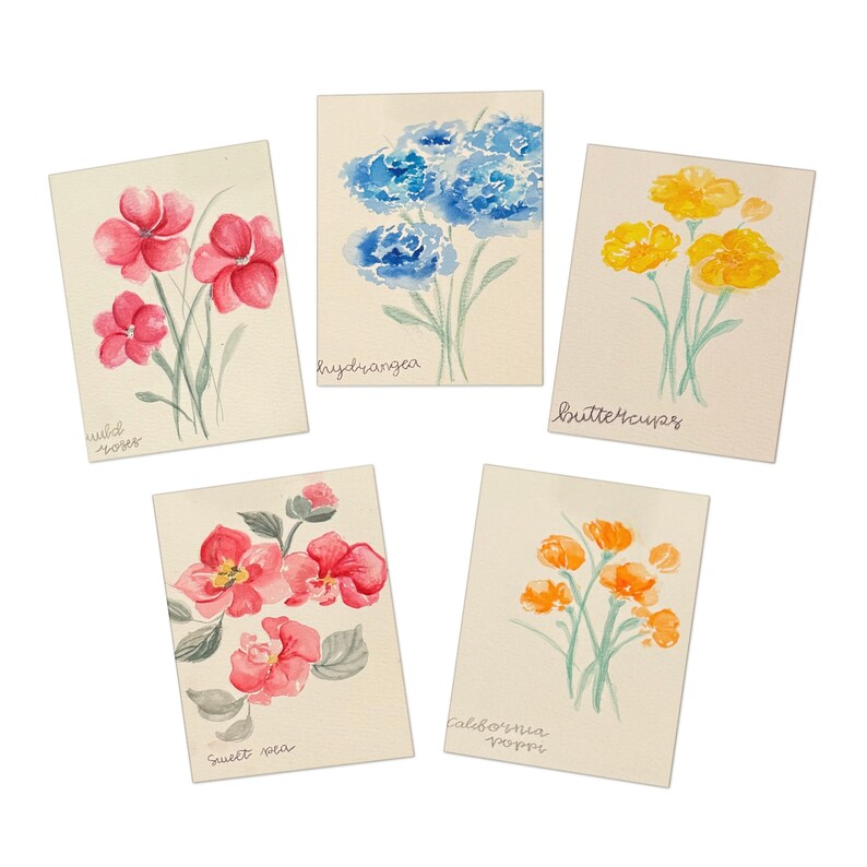 Floral Notecard Multi-design Greeting Cards 5-pack, Flowers on ...