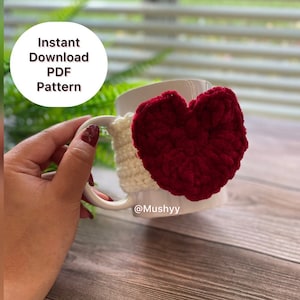 Crochet Heart Mug Cozy Instant Download PDF Pattern - Etsy