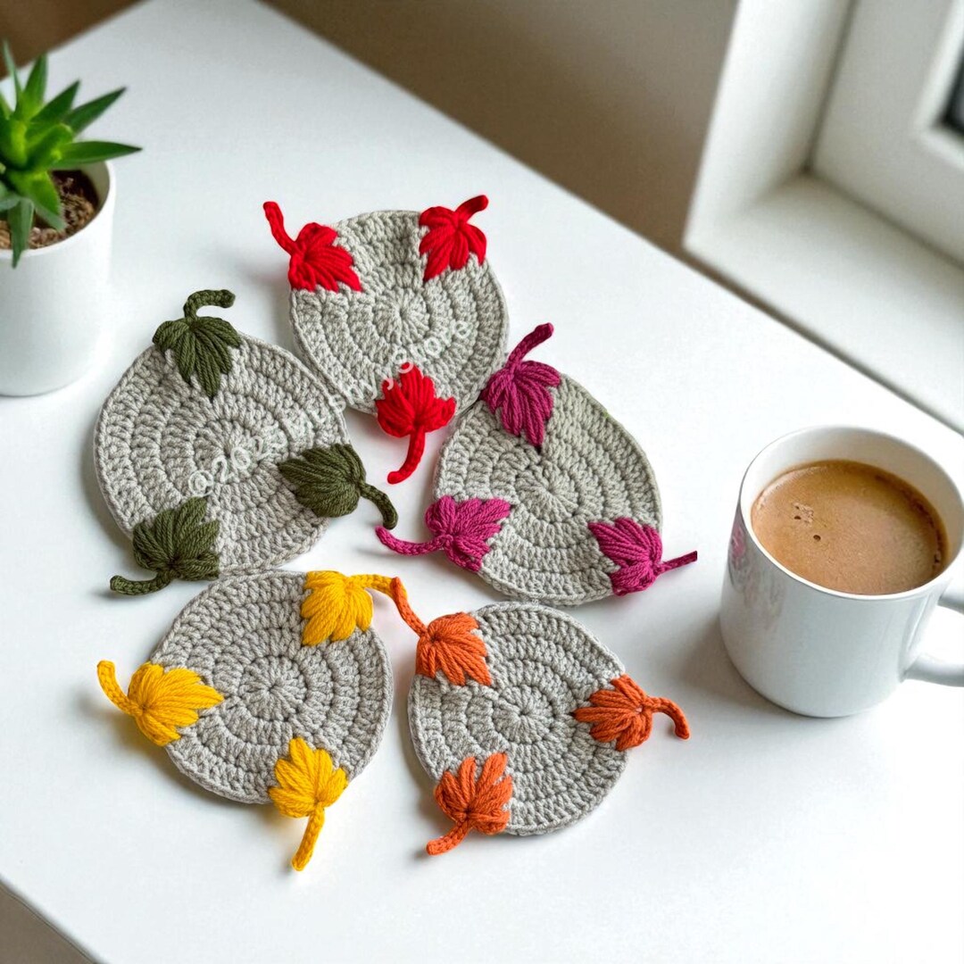 Crochet Maple Leaf Coaster Pattern - Fall Home Decor - Instant Download ...