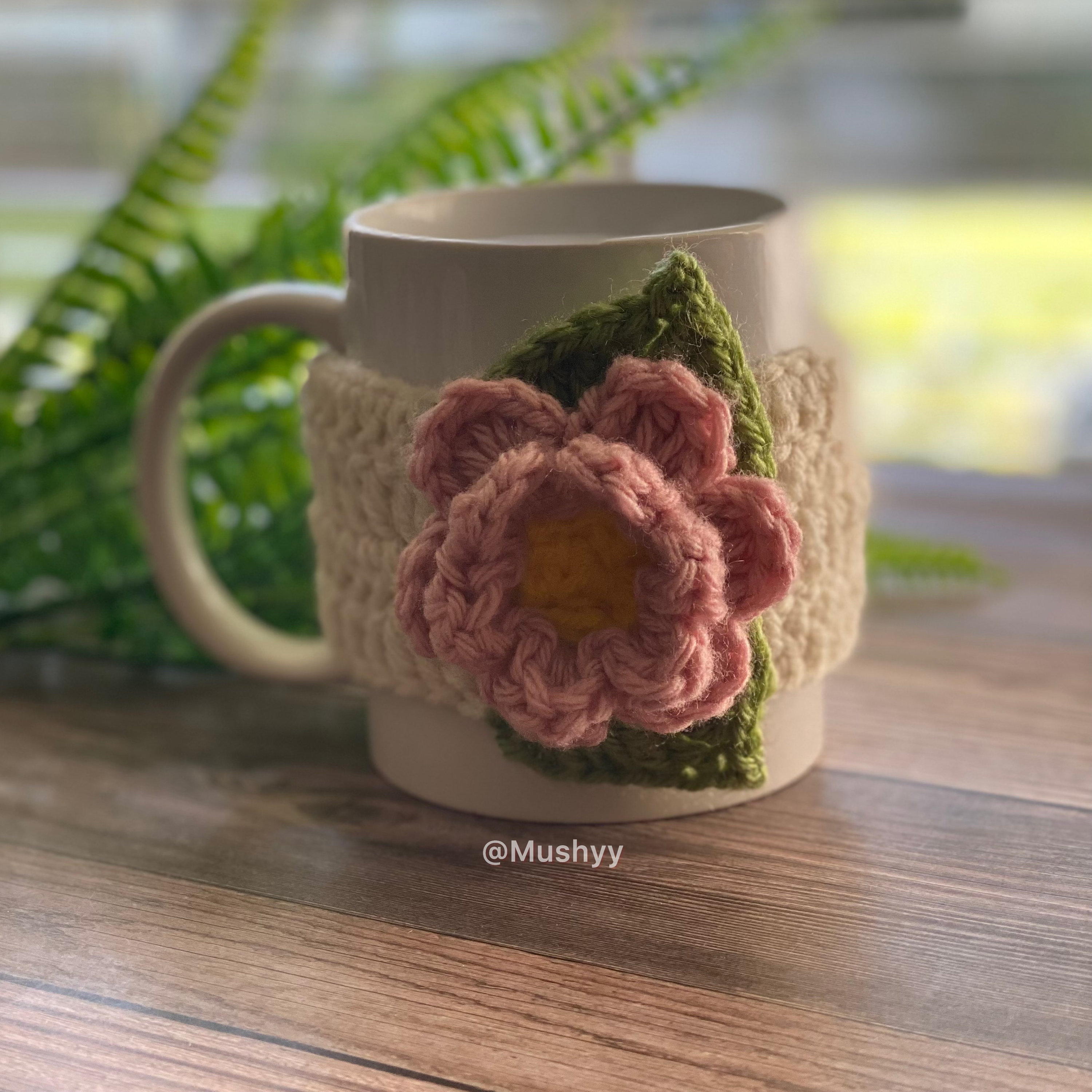 Crochet Rose Mug Cozy Pattern: Floral Cup Sleeve (instant Download PDF ...
