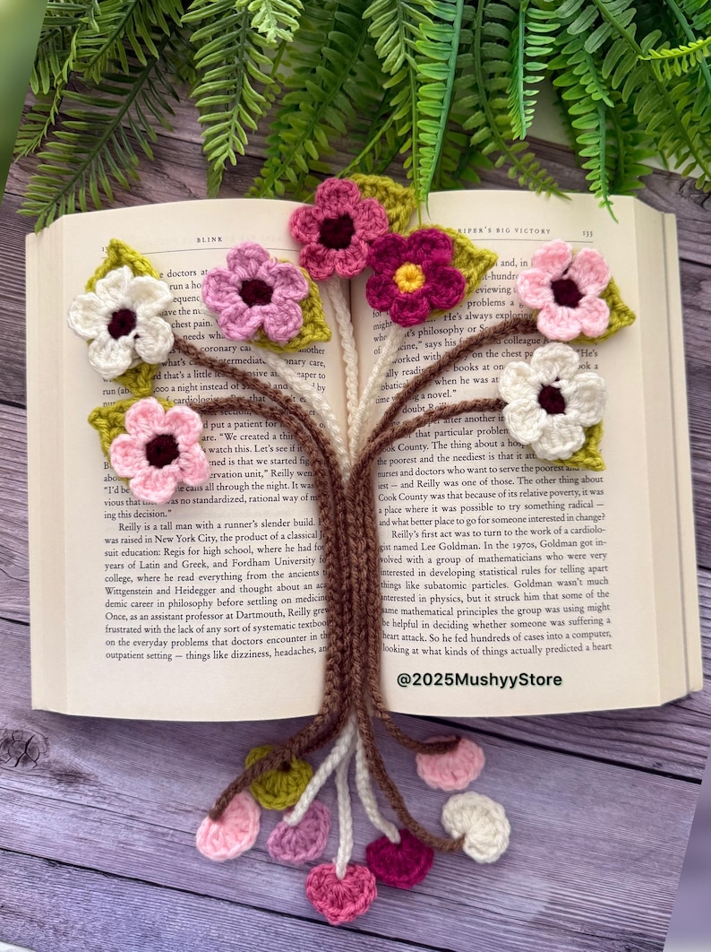 Crochet Pattern for Cherry Blossom Bookmark. Sakura Flower Journal ...