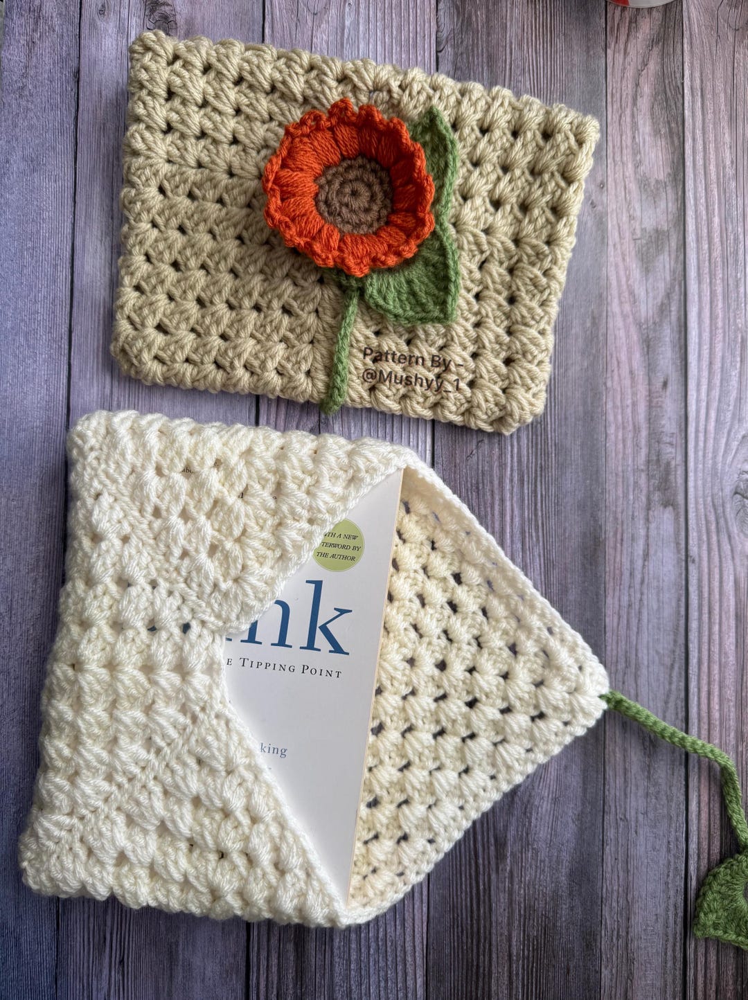 Crochet Sunflower Book Cover Pattern: Kindle Sleeve PDF (instant ...