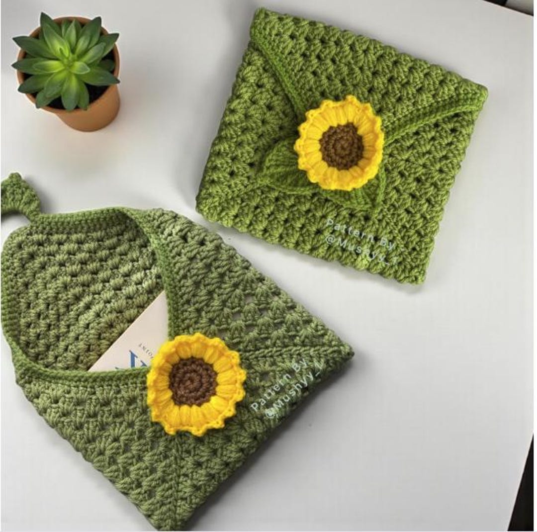 Crochet Sunflower Book Cover Instant Download PDF Pattern by Mushyy - Etsy