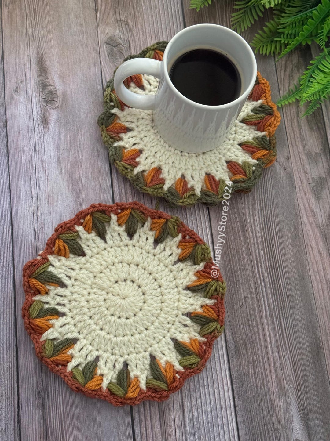 Crochet Autumn Glory Coaster Pattern: Fall Mug Rug (PDF Download) - Etsy