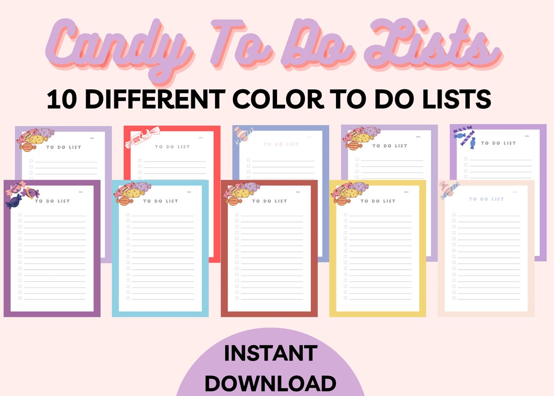 Colorful to Do List Printable Candy to Do List PDF Planner - Etsy