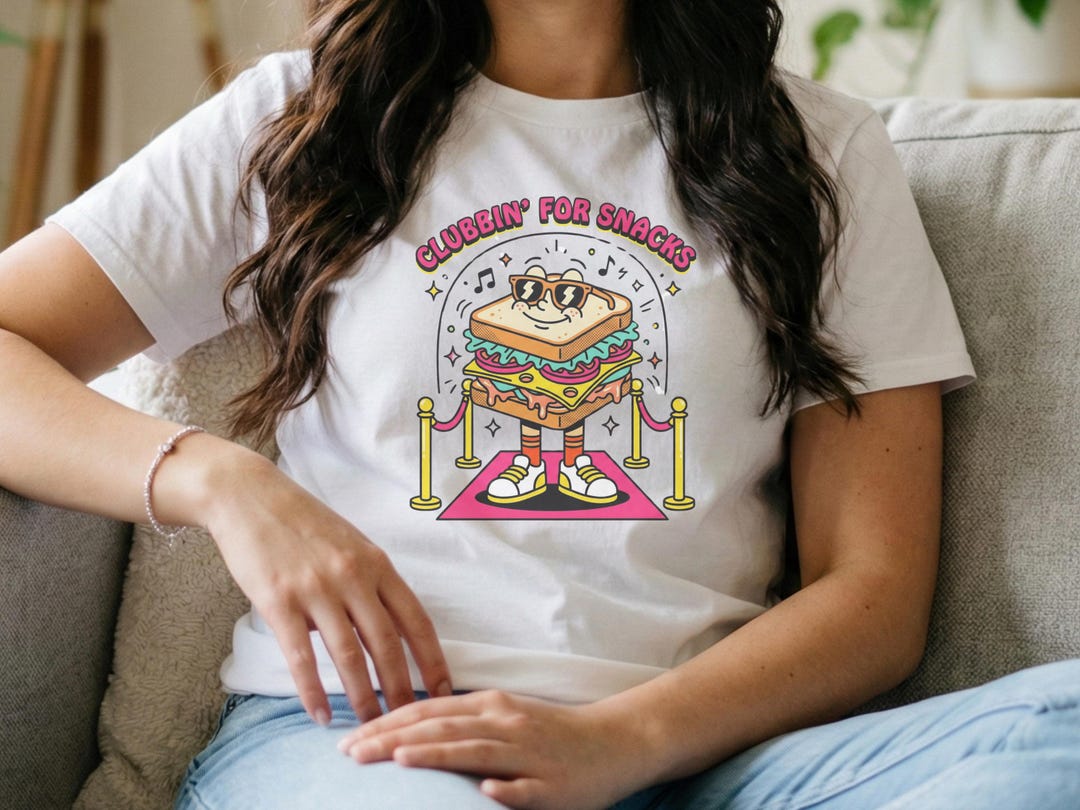 Clubbin for Snacks Shirt, Funny Sandwich Graphic Tee, Retro Foodie ...