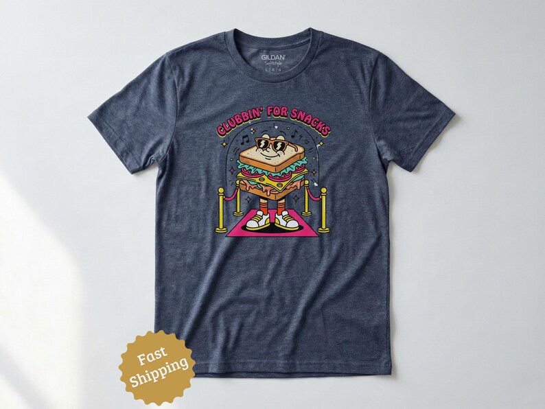 Clubbin for Snacks Shirt, Funny Sandwich Graphic Tee, Retro Foodie ...