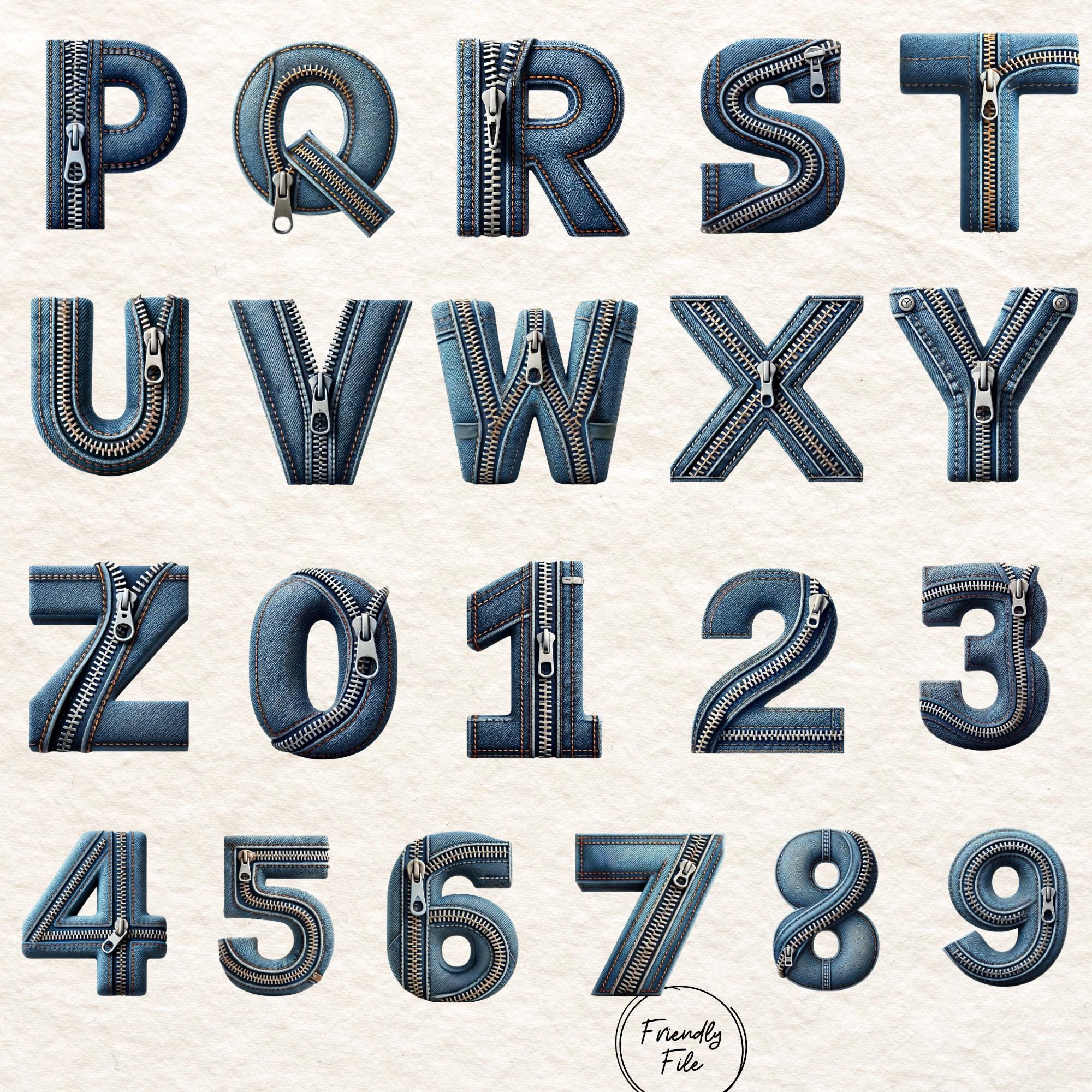 Denim Alphabet Clipart: Jeans Letters & Numbers (digital Download) - Etsy