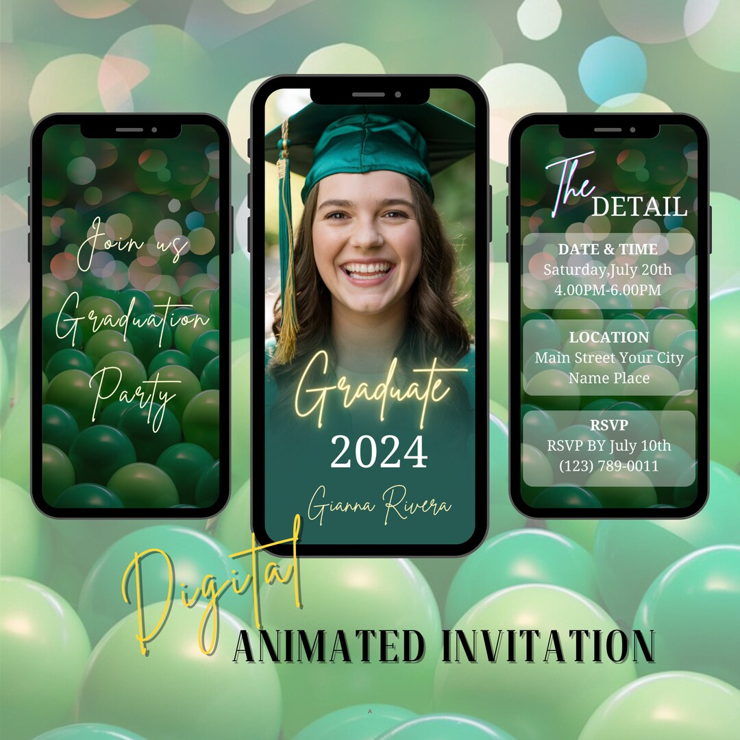 Green Graduation Party Invitation, Grad Party Invite, Grad Party ...