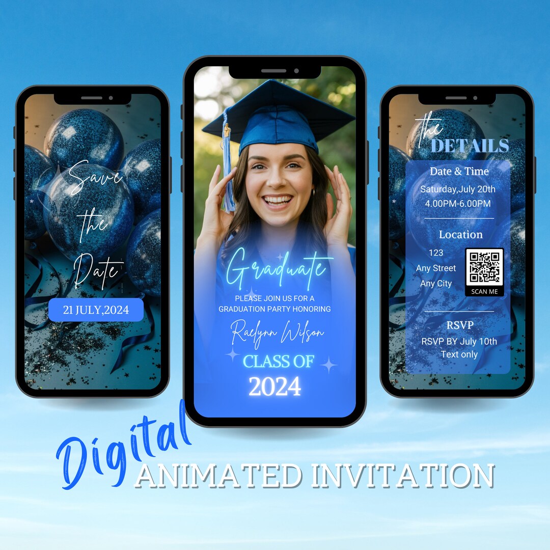 Blue Graduation Party Invitation, Graduation Party Invitation Template ...
