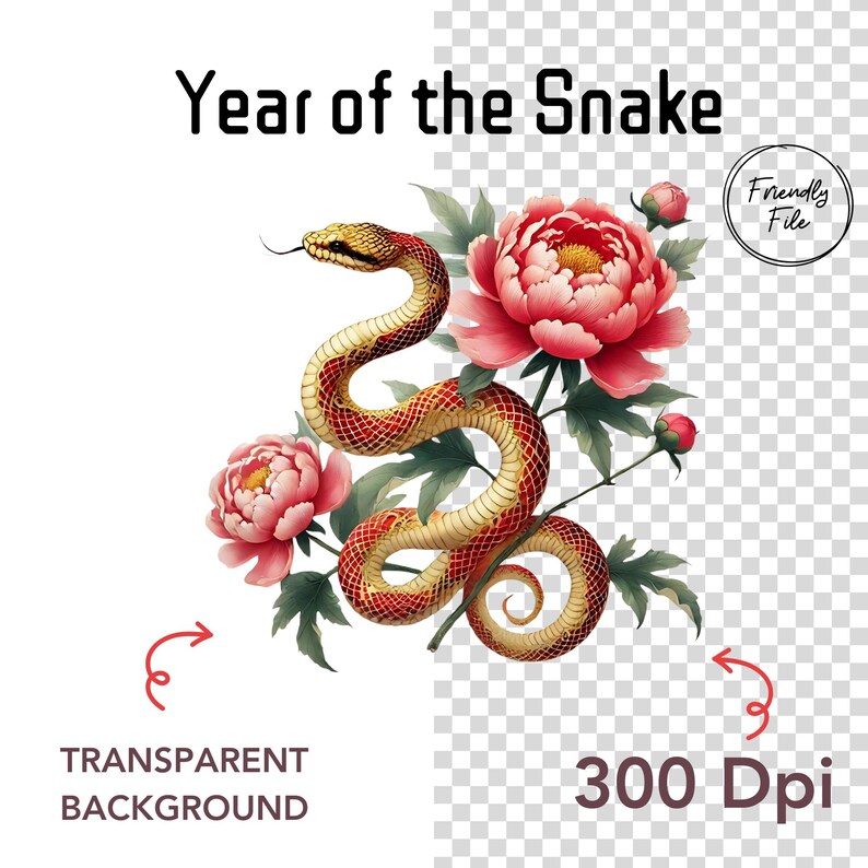 New Year Snake Clipart: Chinese Zodiac Animal PNG (digital Download) - Etsy