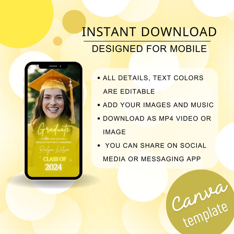Yellow Graduation Invitation, Graduation Invitation, 2024 Graduation ...