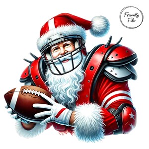 Sports Santa, Watercolor Santa Playing Sport, Santa as Dressed Sports ...