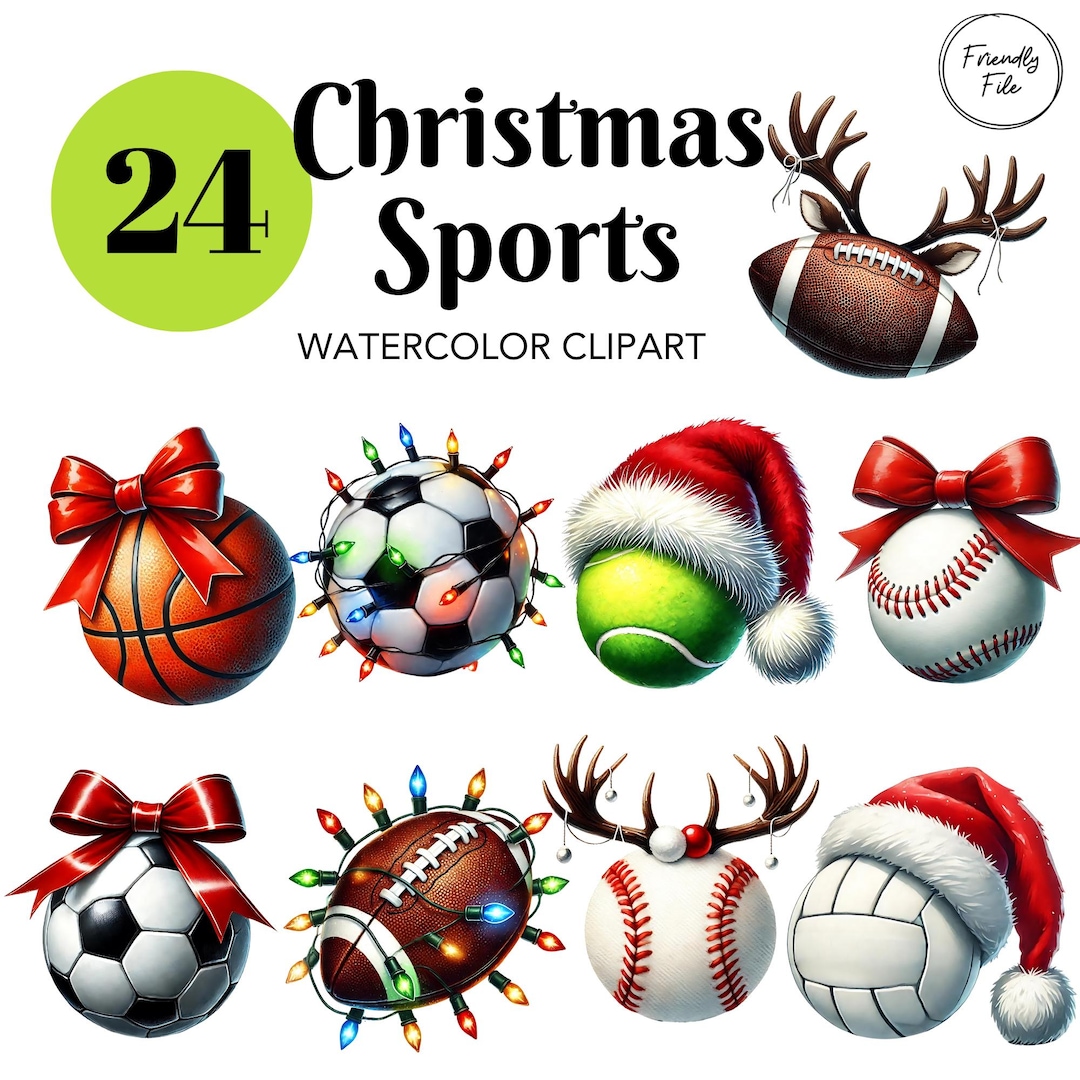 Christmas Sports, Soccer With Santa Hat, American Football With Antlers ...