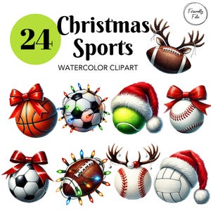 Christmas Sports, Soccer With Santa Hat, American Football With Antlers ...