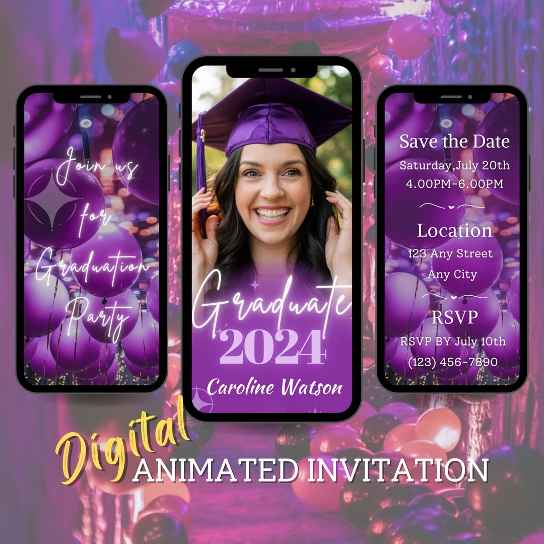 Purple Grad Party Invitation, Grad Party Invitation, Grad Party ...