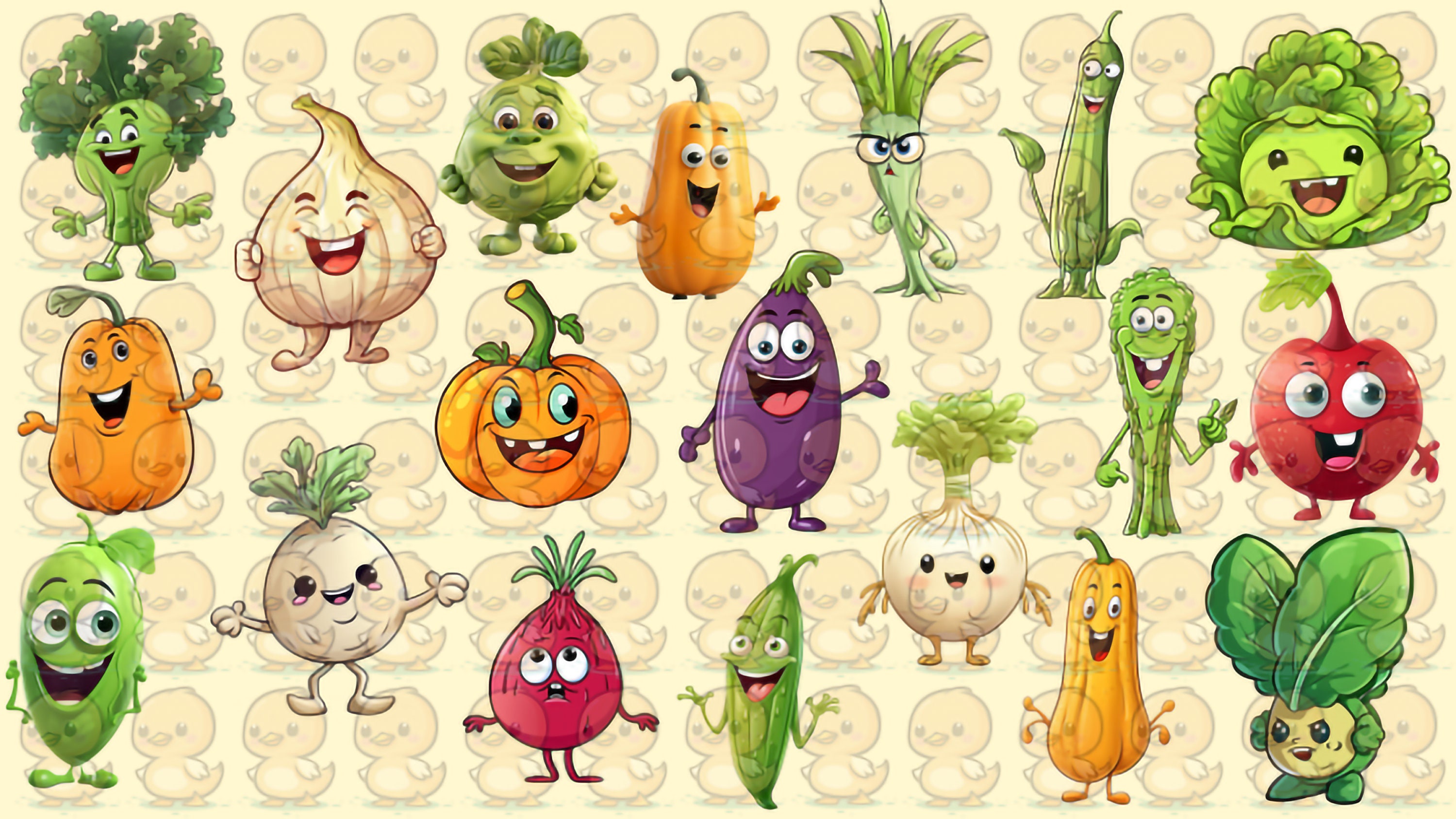 46 Cute Cartoon Vegetables Adorable, Animated, Characters, Veggies ...
