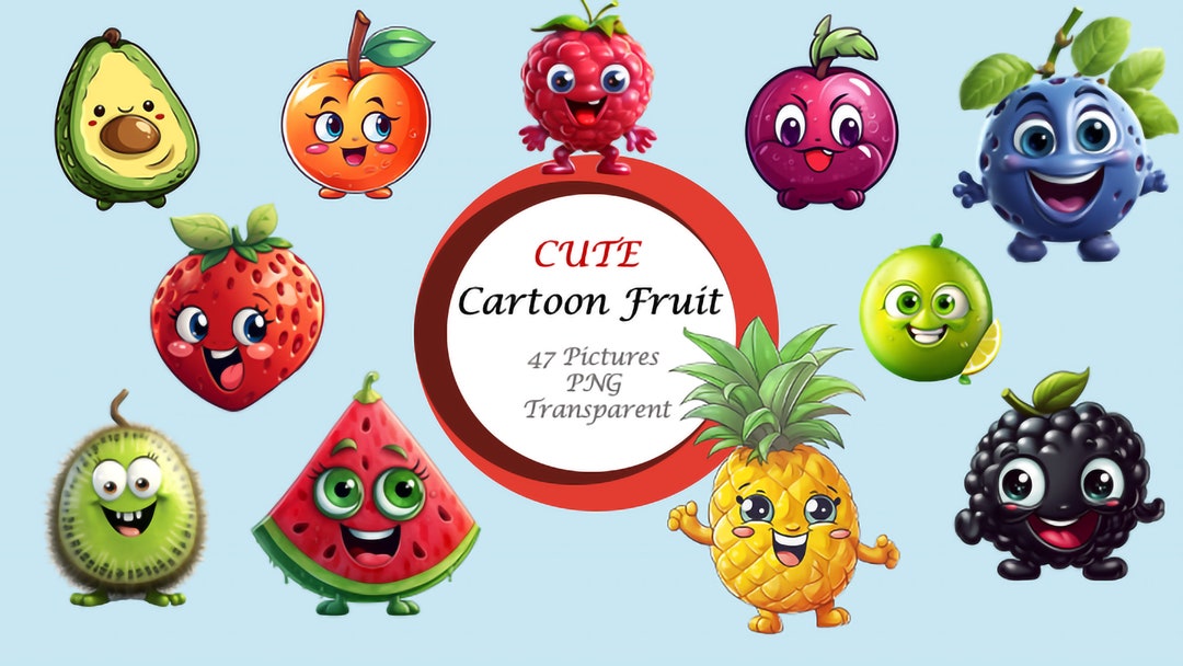 47 Cutecartoon Fruits | Animated, Fruit Character, Colorful, Fun | PNG ...