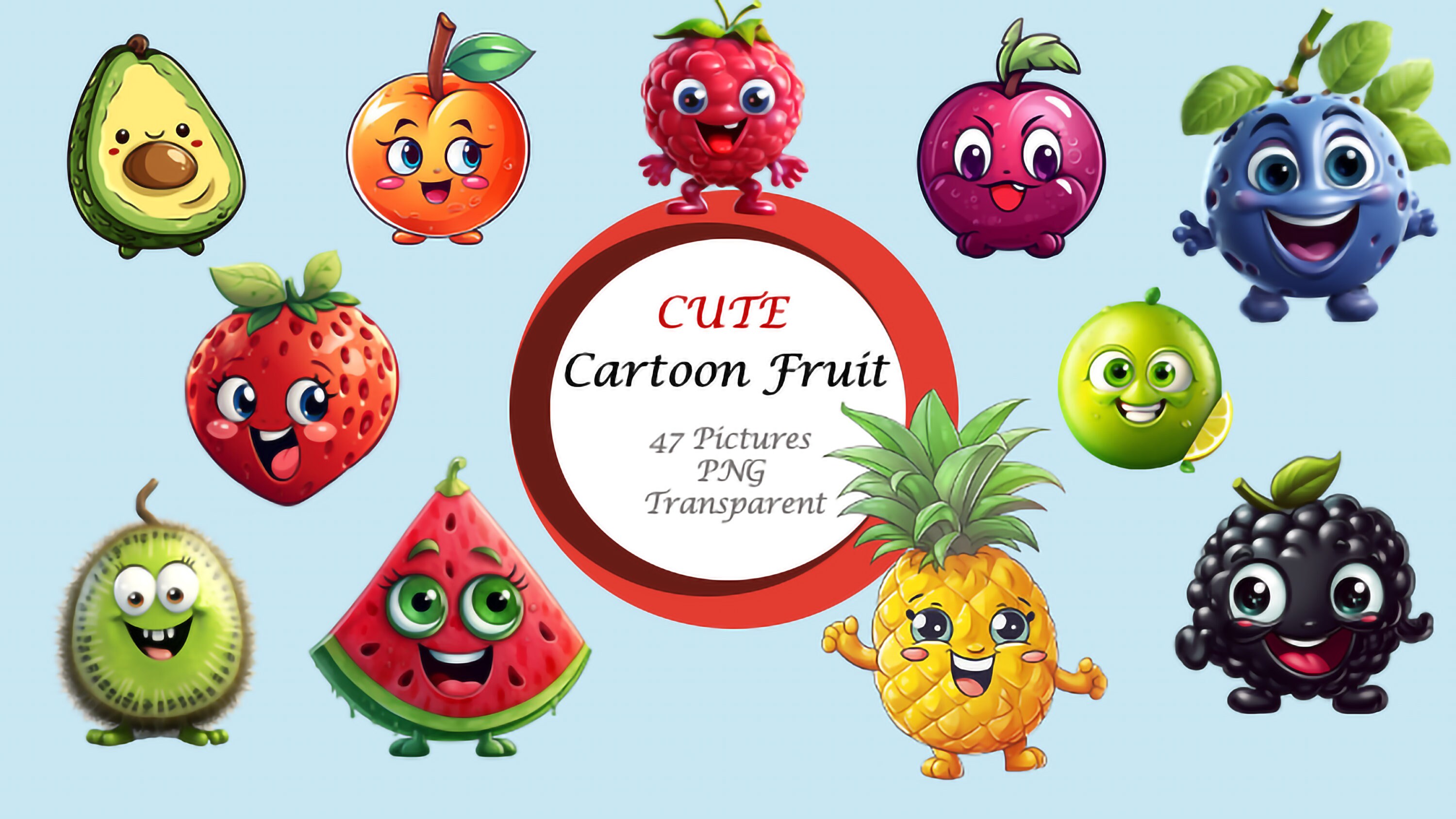 47 Cutecartoon Fruits Animated, Fruit Character, Colorful, Fun PNG ...