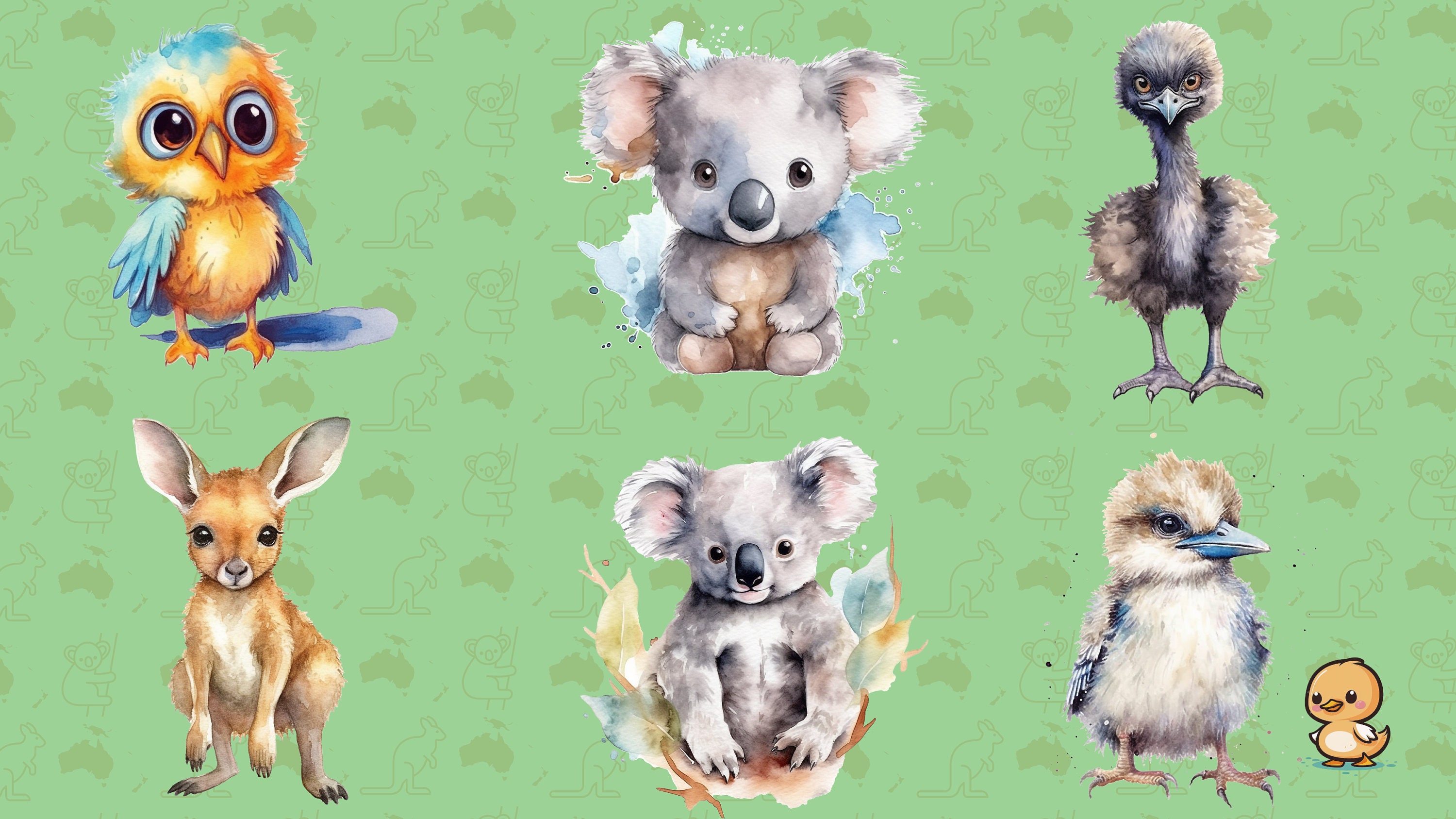 30 Watercolor Australian Animals Cute Animals, Australian Wildlife PNG ...