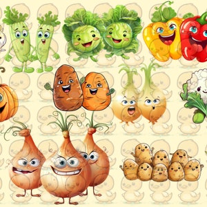 36 Cute Cartoon Pair of Vegetables | Cheery, Colorful, Verggies, Cute ...