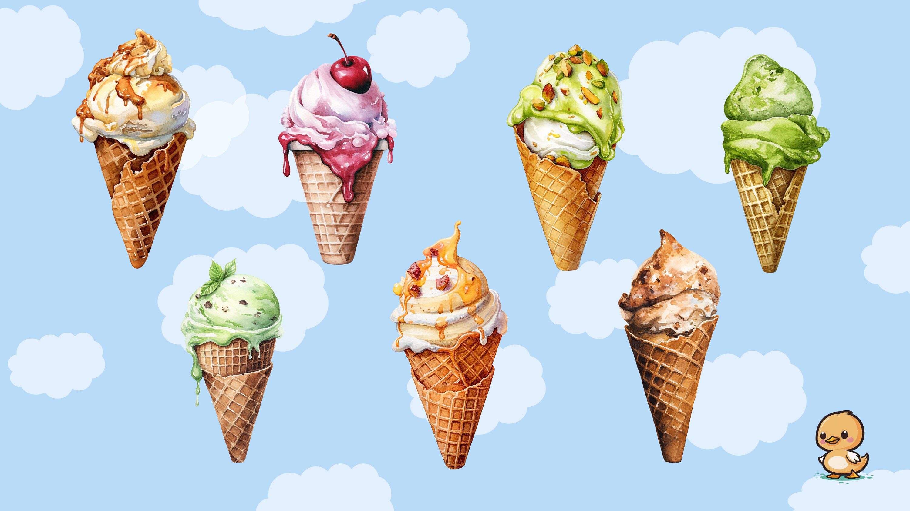 43 Summer Ice Cream Cones | Cool, Sweet, Colorful, Dessert, Art ...