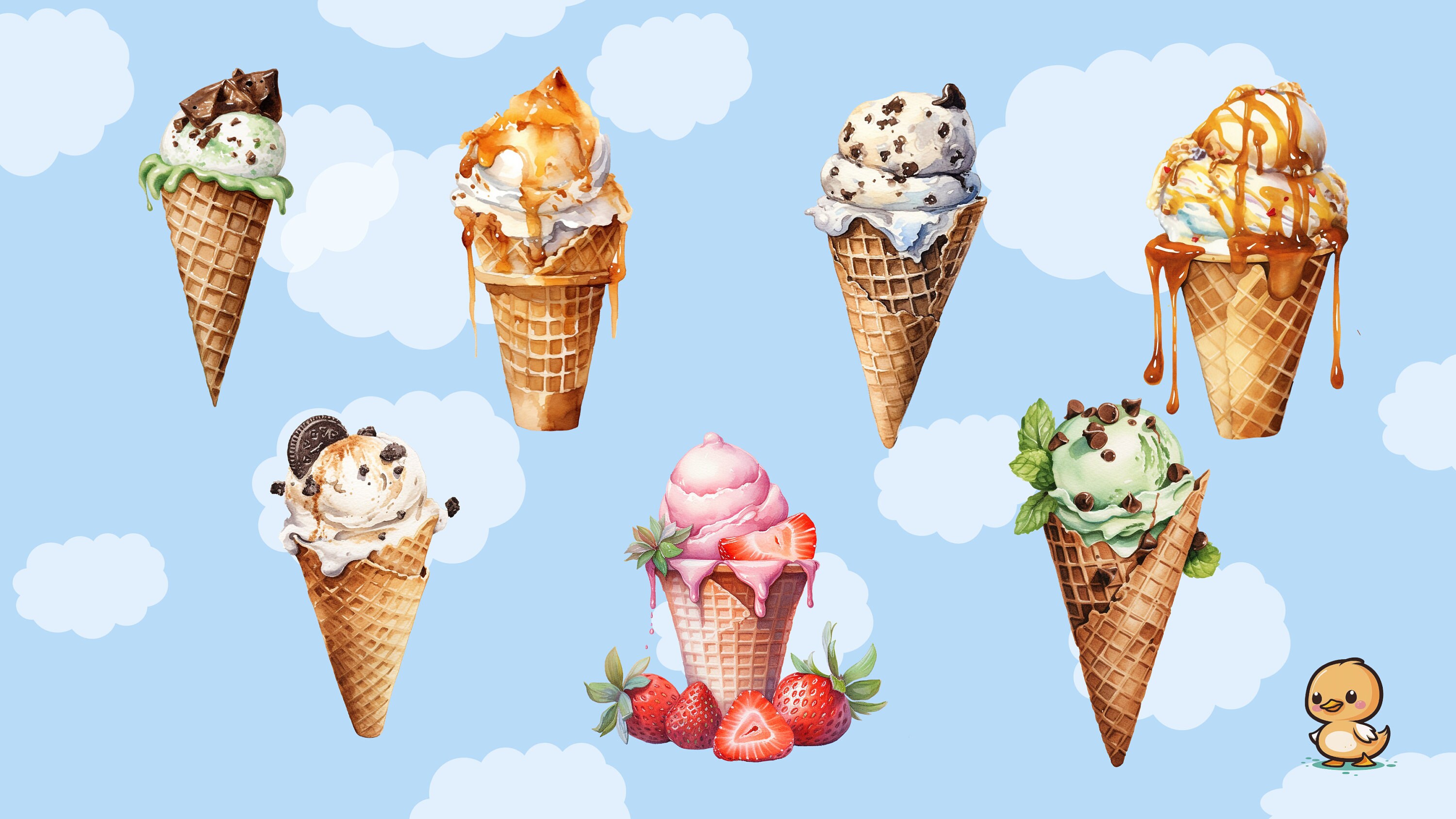 43 Summer Ice Cream Cones Cool Sweet Colorful Dessert - Etsy