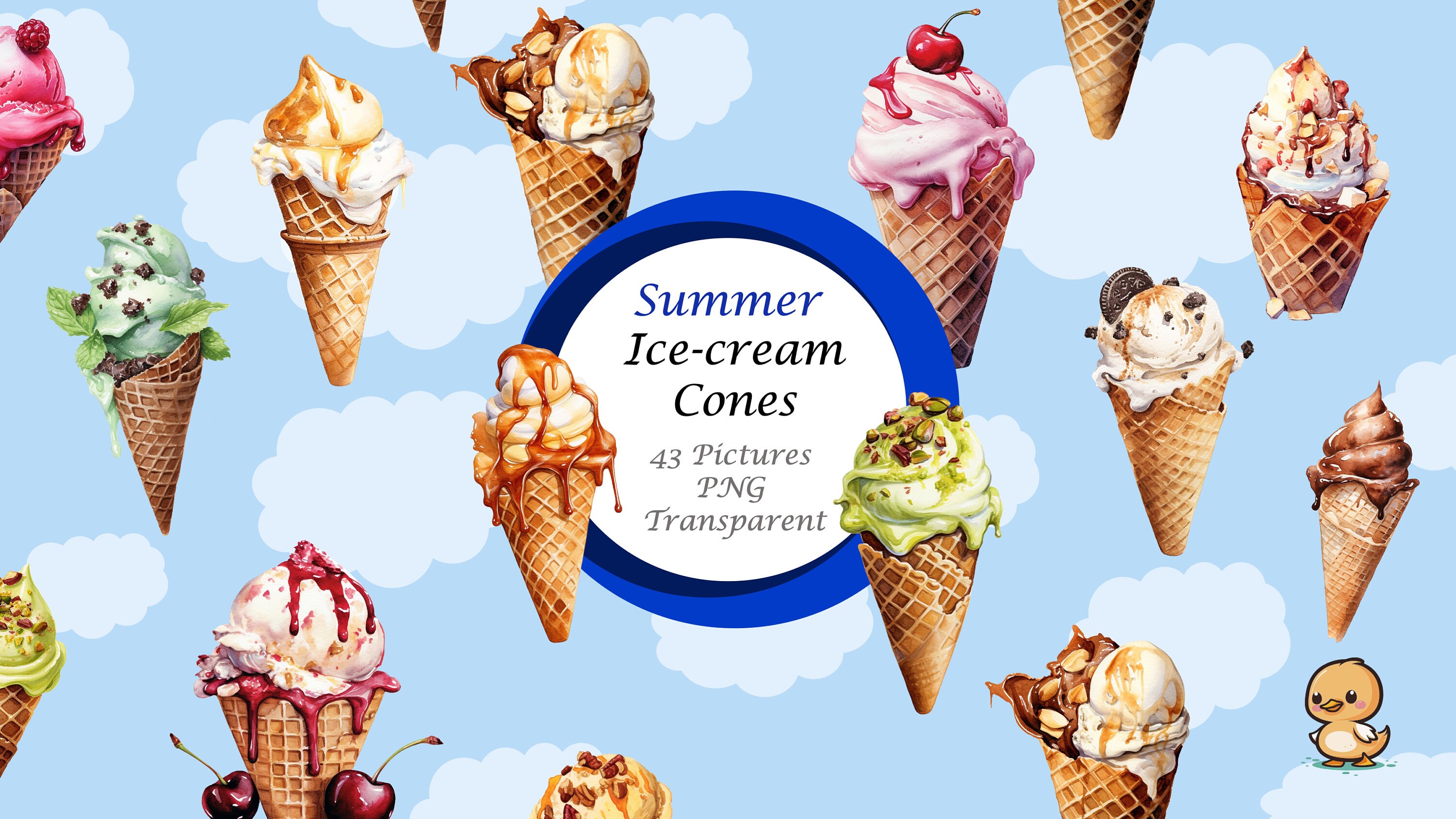 43 Summer Ice Cream Cones | Cool, Sweet, Colorful, Dessert, Art ...