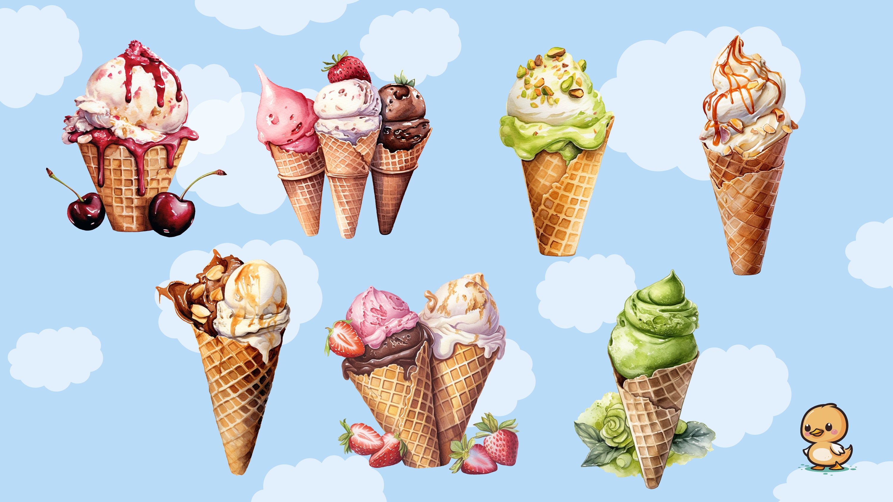 43 Summer Ice Cream Cones | Cool, Sweet, Colorful, Dessert, Art ...