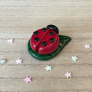 Custom Made Polymer Clay Ladybug and Leaf Set/ Figurine/ Ceramics ...