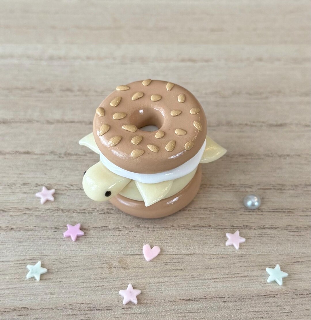 Custom Made Polymer Clay Bagel Turtle/ Figurine/ Ceramics/ Pottery/ Art ...