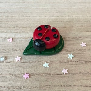 Custom Made Polymer Clay Ladybug and Leaf Set/ Figurine/ Ceramics ...