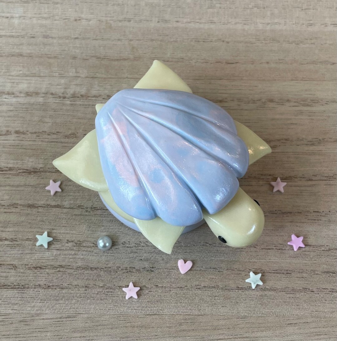 Custom Made Polymer Clay LARGE Seashell Turtle/ Figurine/ Ceramics ...