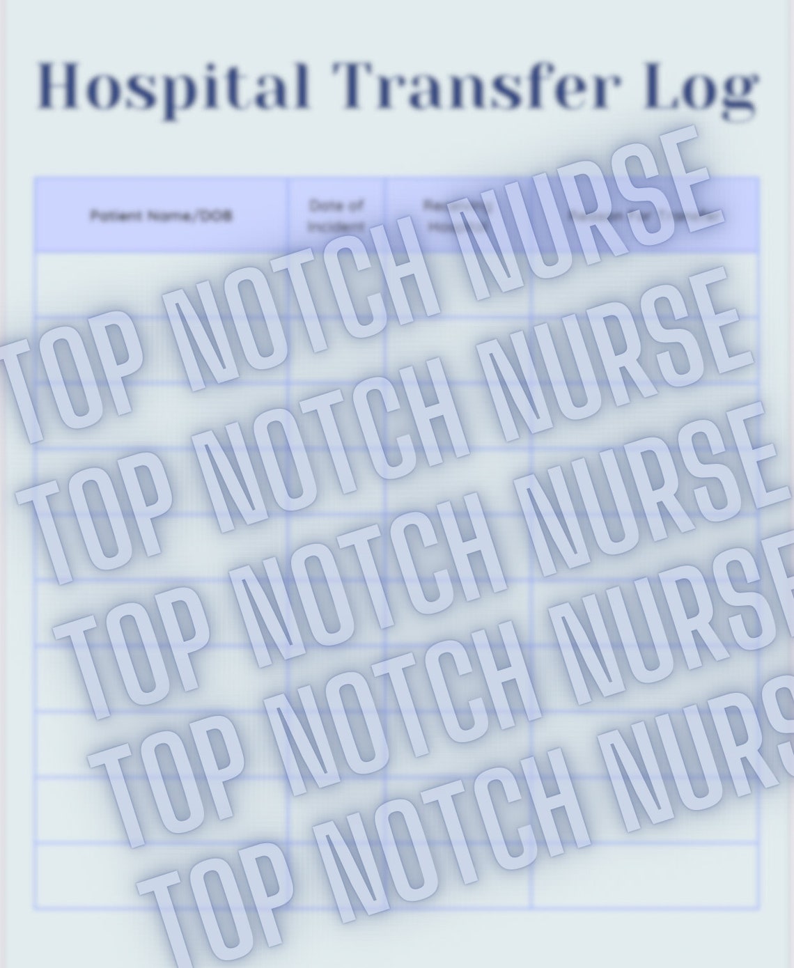 Hospital Transfer Checklist and Log | Digital Download | 2 Pages ...
