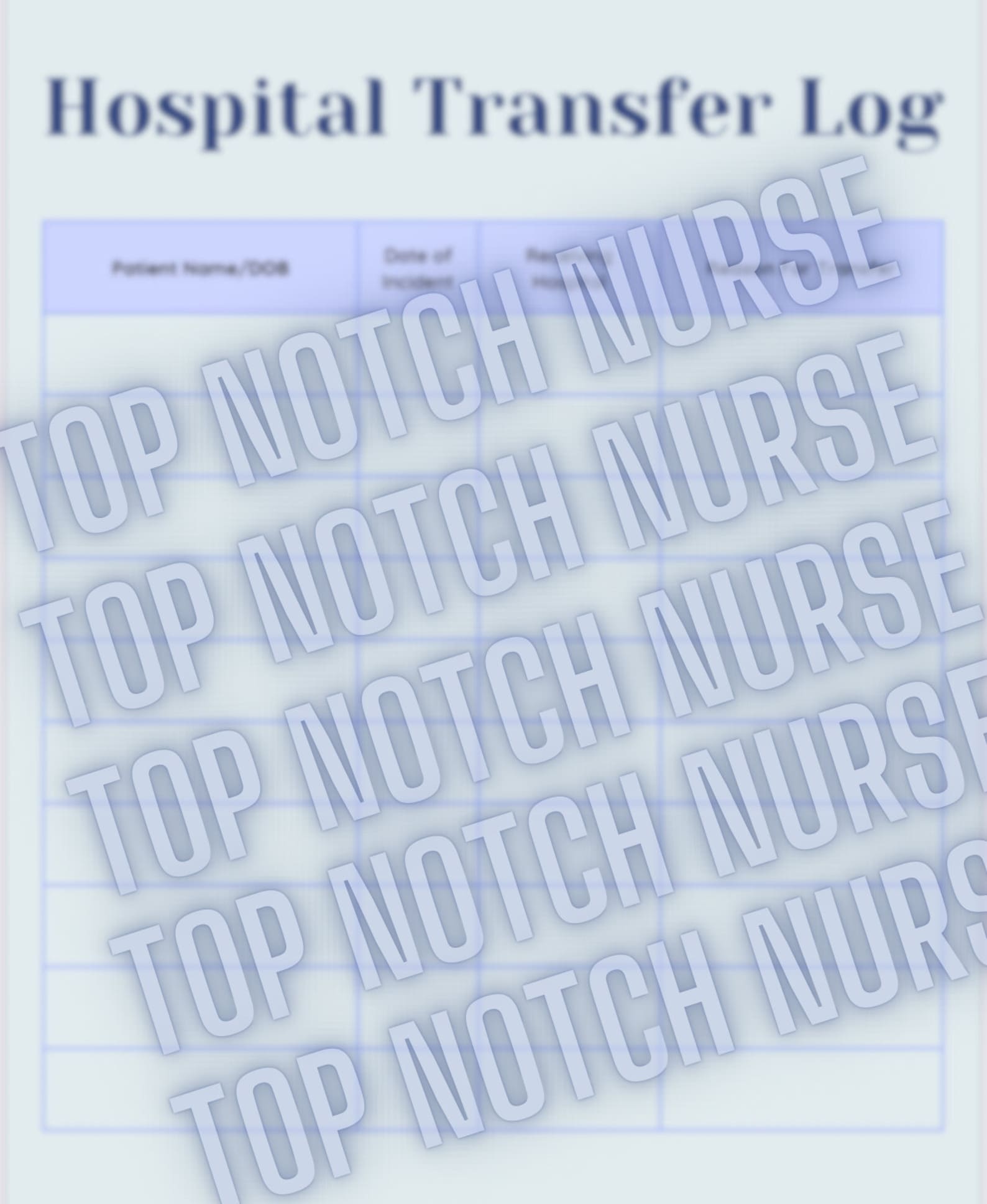 Hospital Transfer Checklist and Log | Digital Download | 2 Pages ...