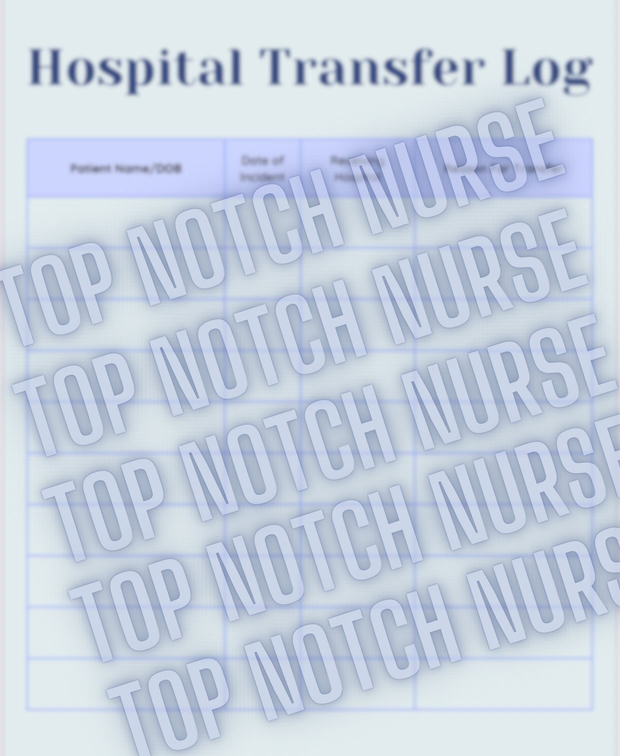 Hospital Transfer Checklist and Log | Digital Download | 2 Pages ...