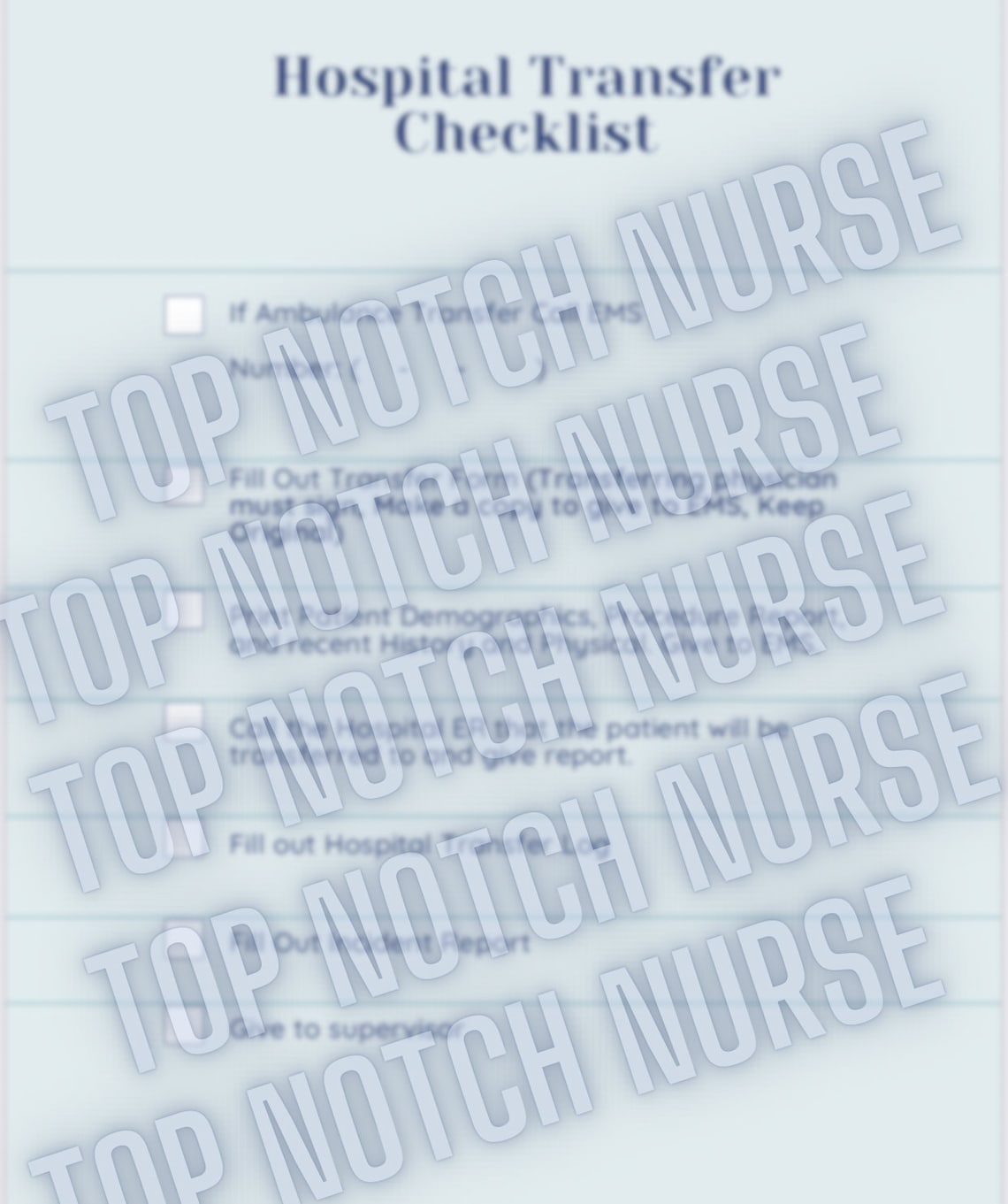 Hospital Transfer Checklist and Log | Digital Download | 2 Pages ...