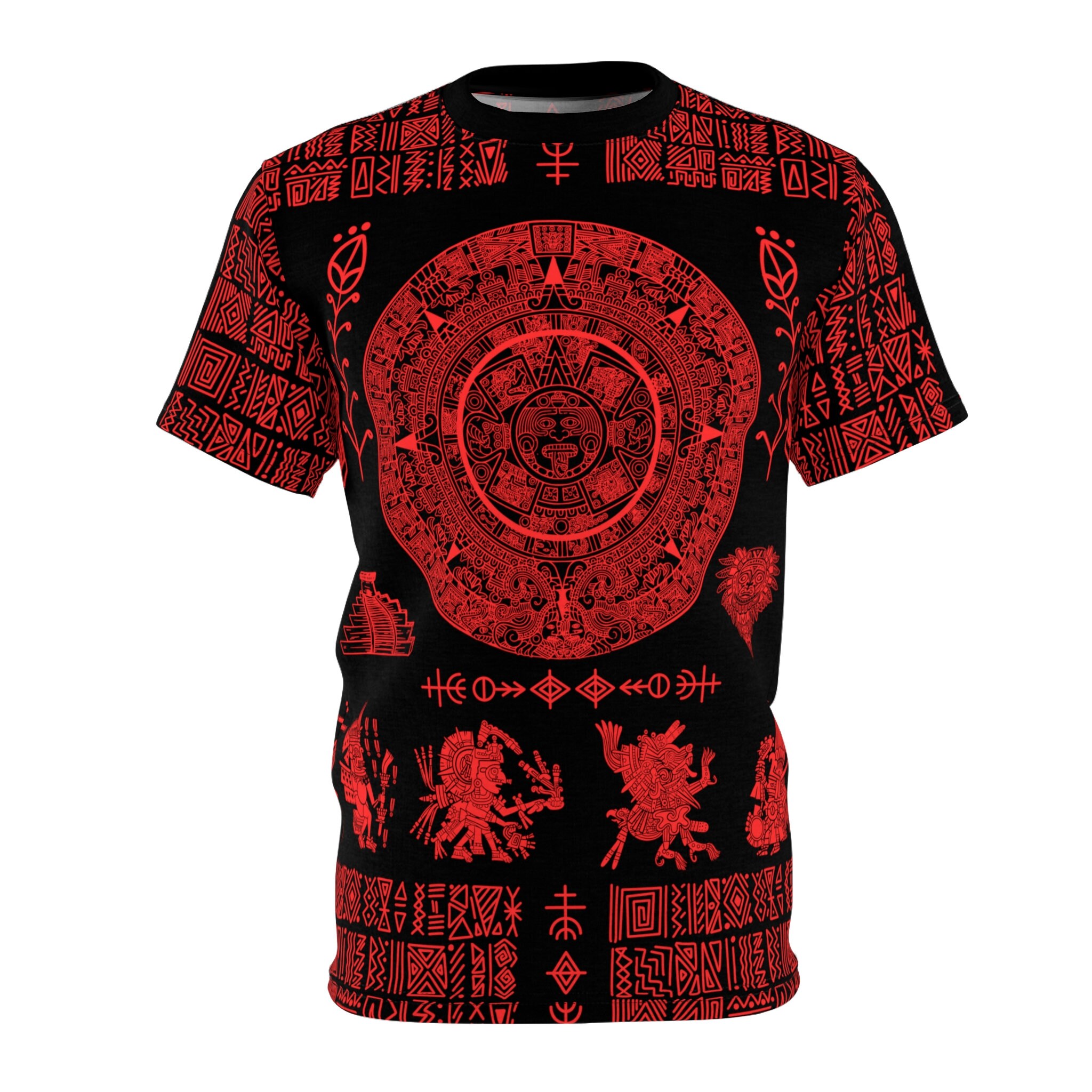 Aztec Calendar in Red T-shirt: Calendar Gods and Patterns. - Etsy