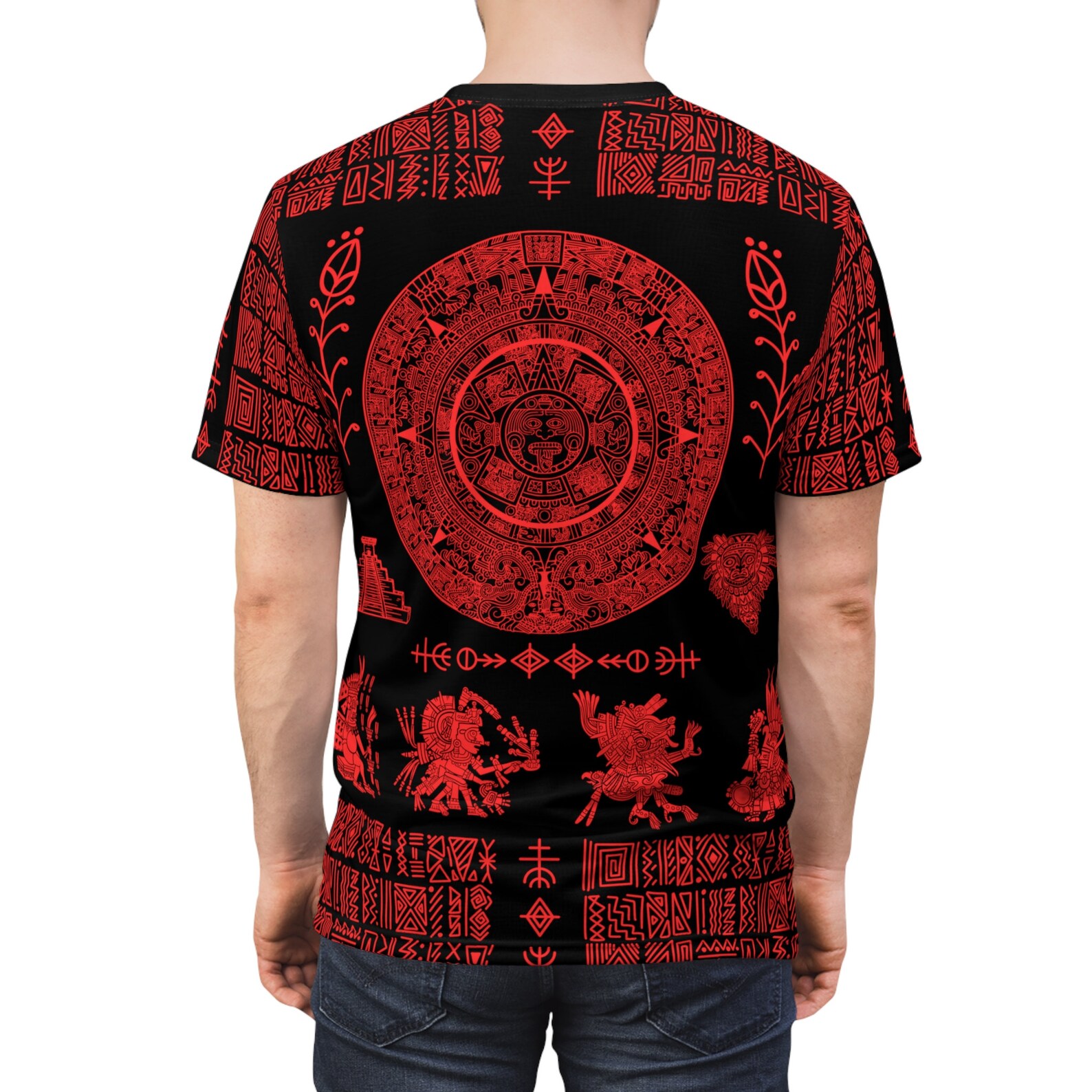 Aztec Calendar in Red T-shirt: Calendar Gods and Patterns. - Etsy
