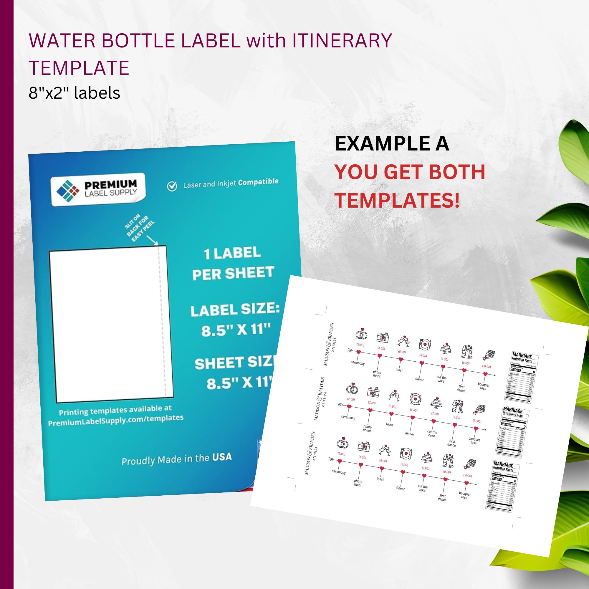 Water Bottle Label Template. Wedding - Etsy