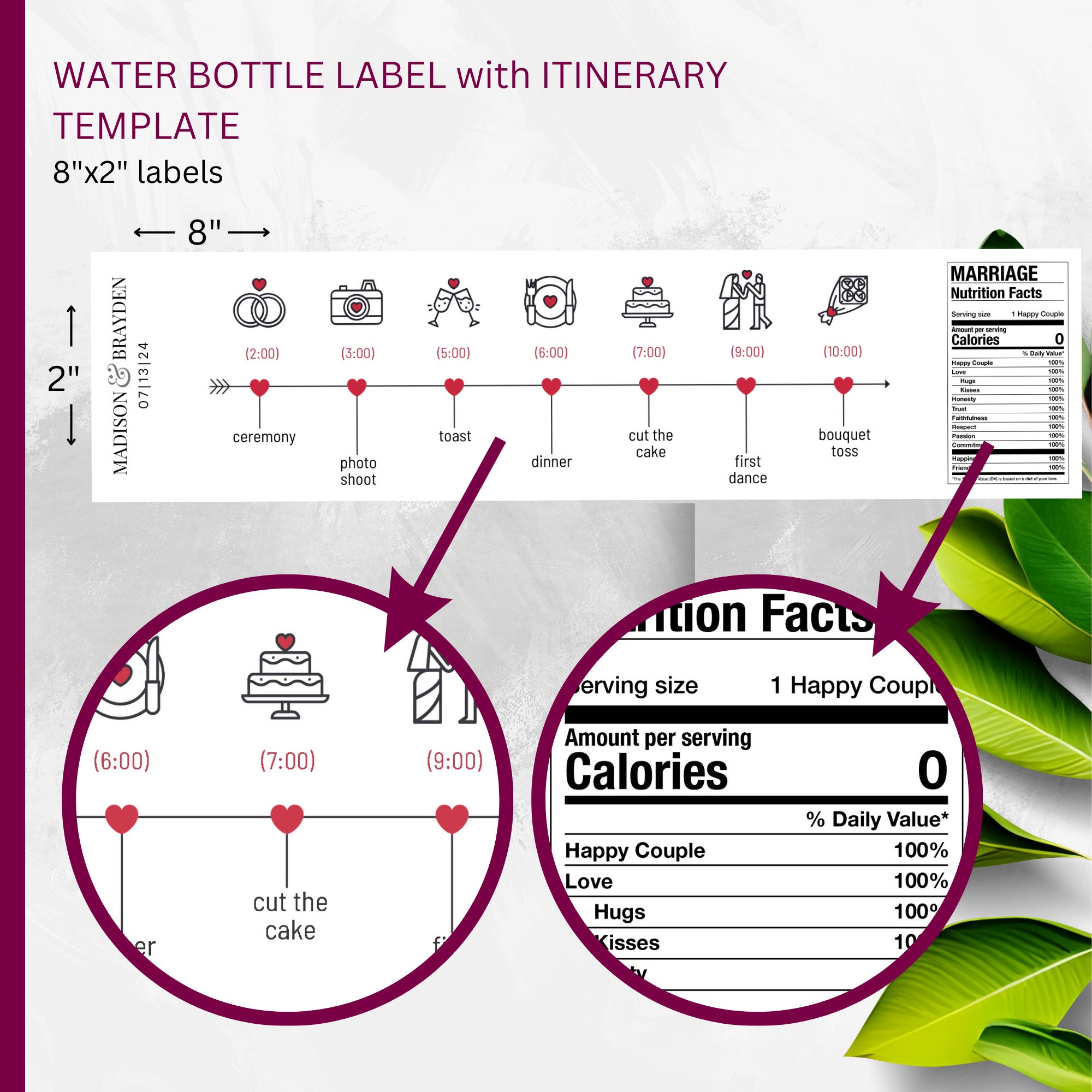 Water Bottle Label Template. Wedding - Etsy