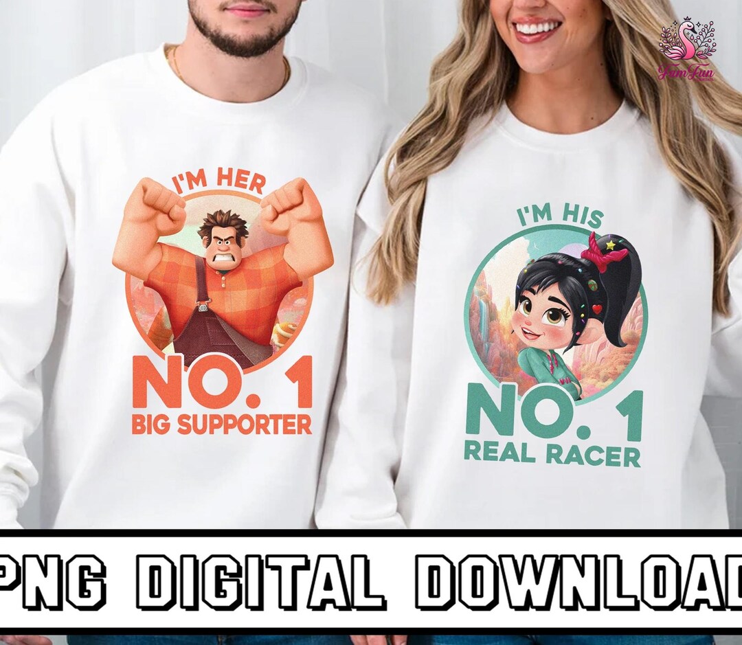 Ralph and Vanellope Couple Png Files His and Her Valentine Couple Wreck ...